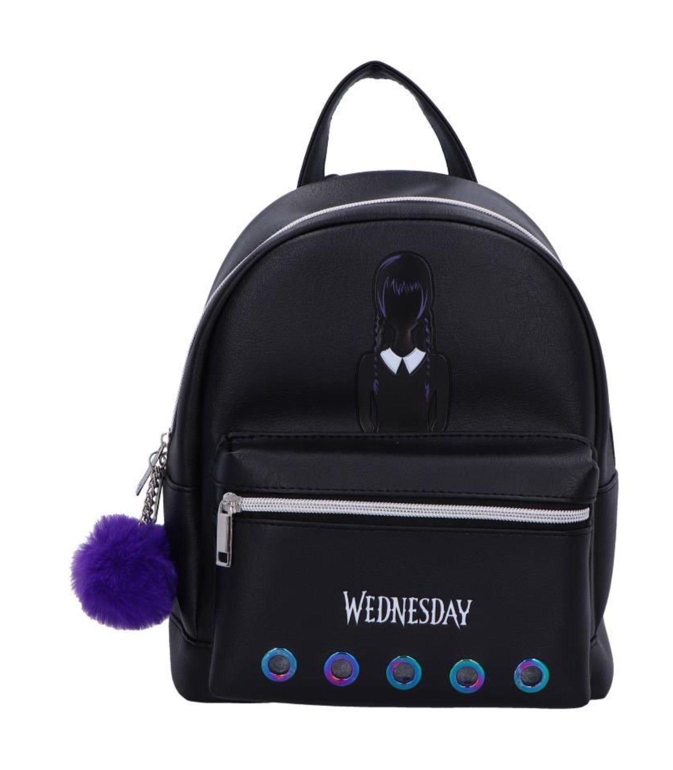 Officially Licensed Wednesday Addams Backpack Black Purple Goth Spooky